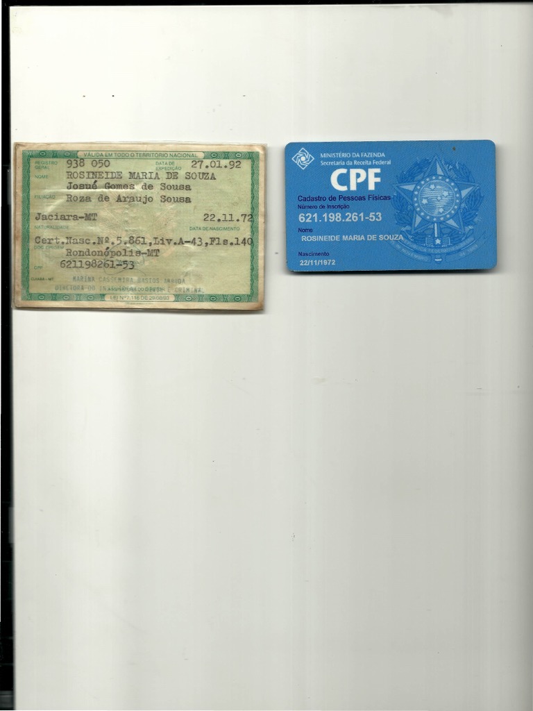 RG e CPF Rosineide | PDF