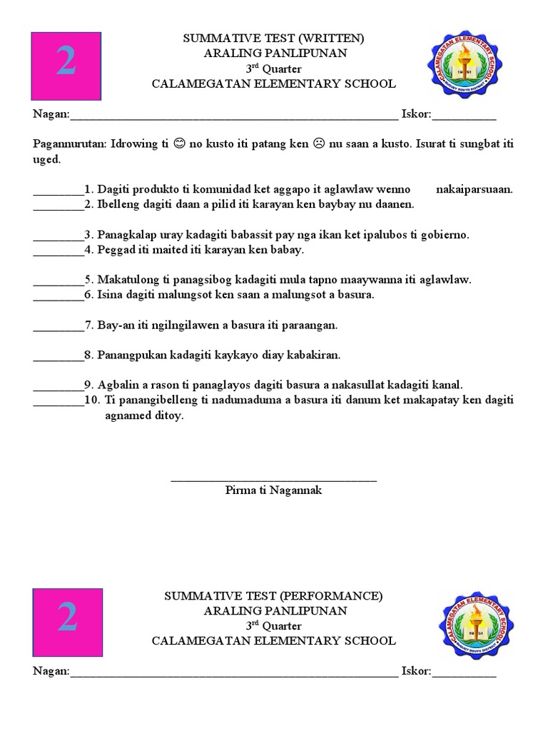 Summative Test 3rd Quarter | PDF