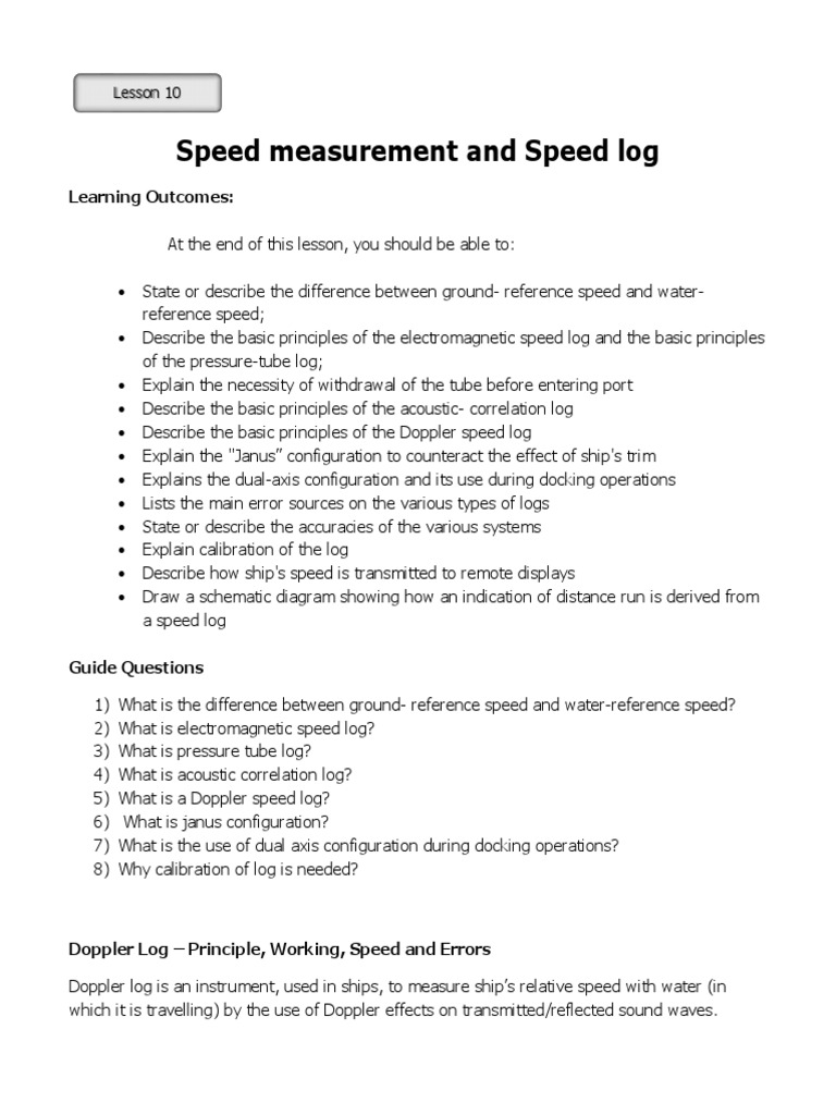 Speed Measurement and Speed Log | Download Free PDF | Doppler Effect ...