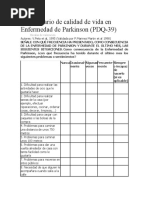 Cuestionario de Calidad de Vida en Enfermedad de Parkinson Pdq-39 | PDF | Enfermedad de ...