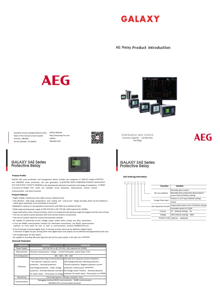 AEG GALAXY 3AE Relay Overview | PDF | Power Supply | Relay