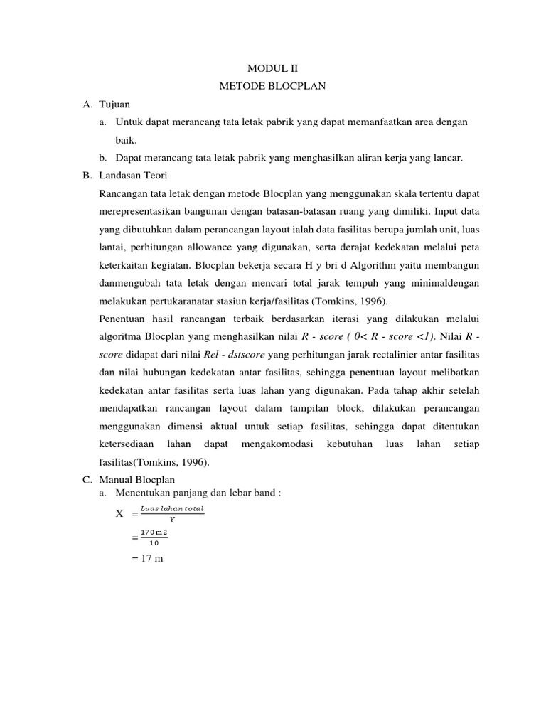 Rancangan Tata Letak dengan Blocplan | PDF