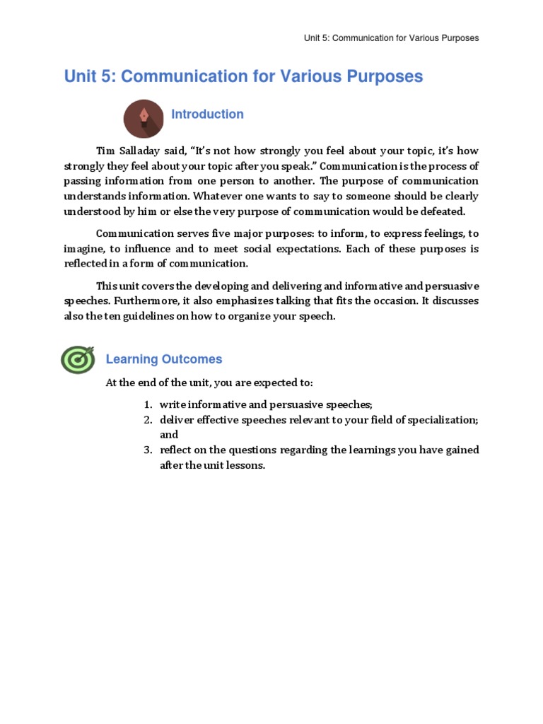 Unit 5 Topic 1 Developing and Delivering An Informative Speech | PDF ...