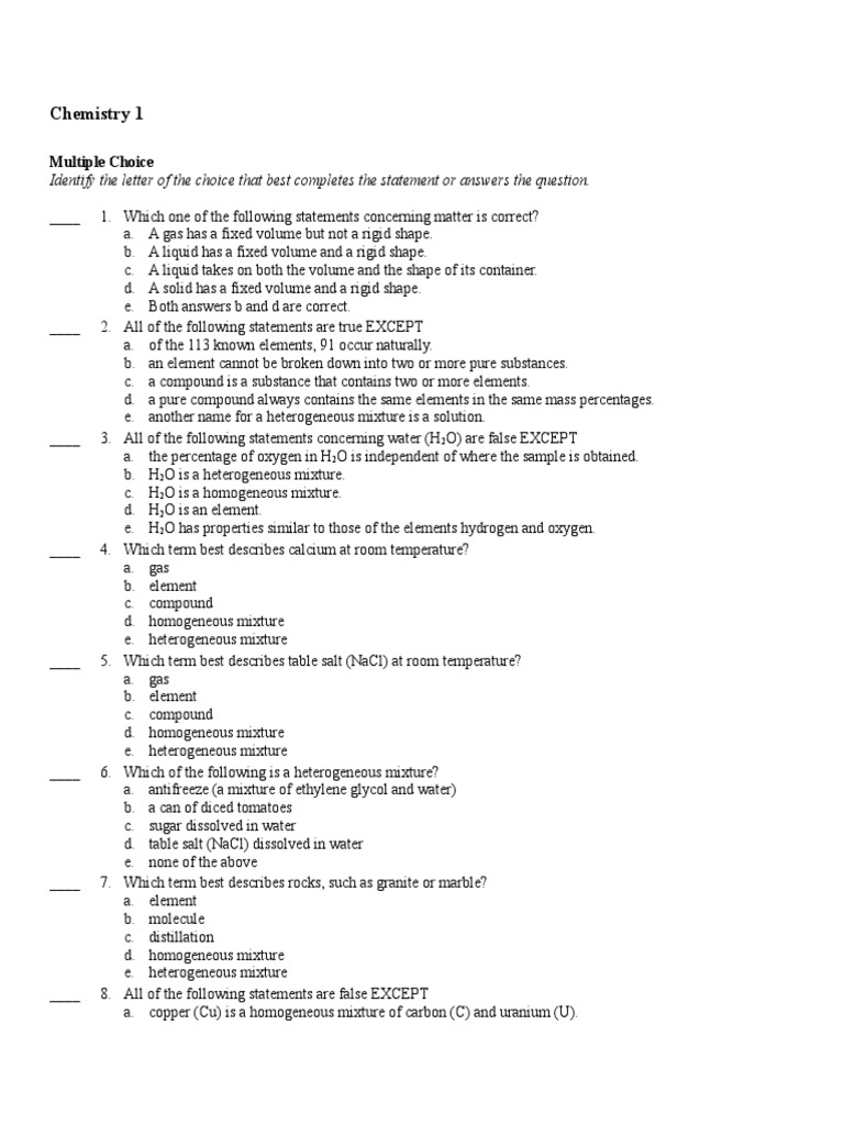 CH 1. Matter and Measurement | PDF | Celsius | Mixture