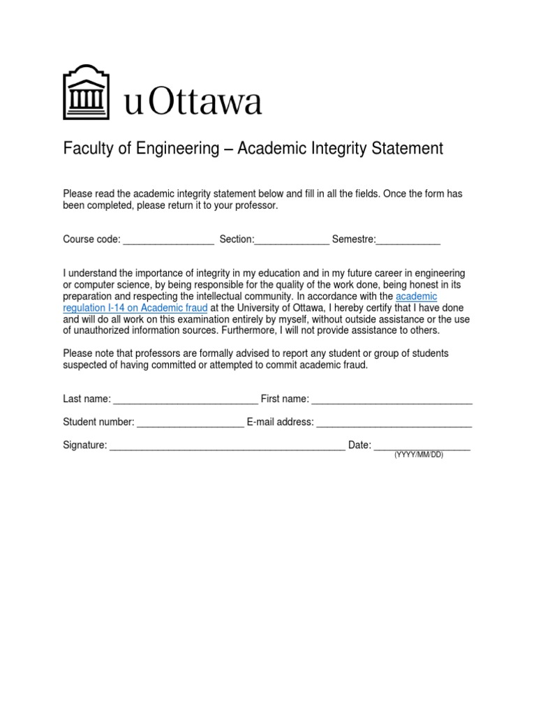 Faculty of Engineering - Academic Integrity Statement: Academic ...