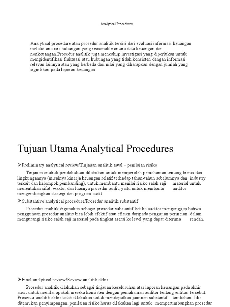 Analytical Procedures | PDF