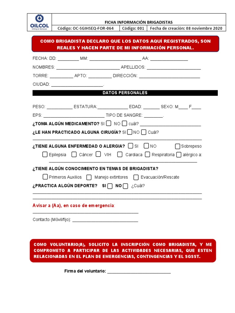 Oc-Sgihseq-For-O64 Ficha Información Brigadistas | PDF