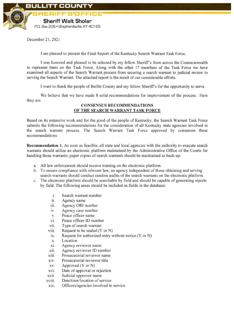 Final Kentucky Search Warrant Task Force Press Release | PDF