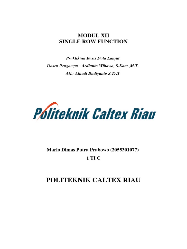 MODUL XII SINGLE ROW FUNCTION | PDF