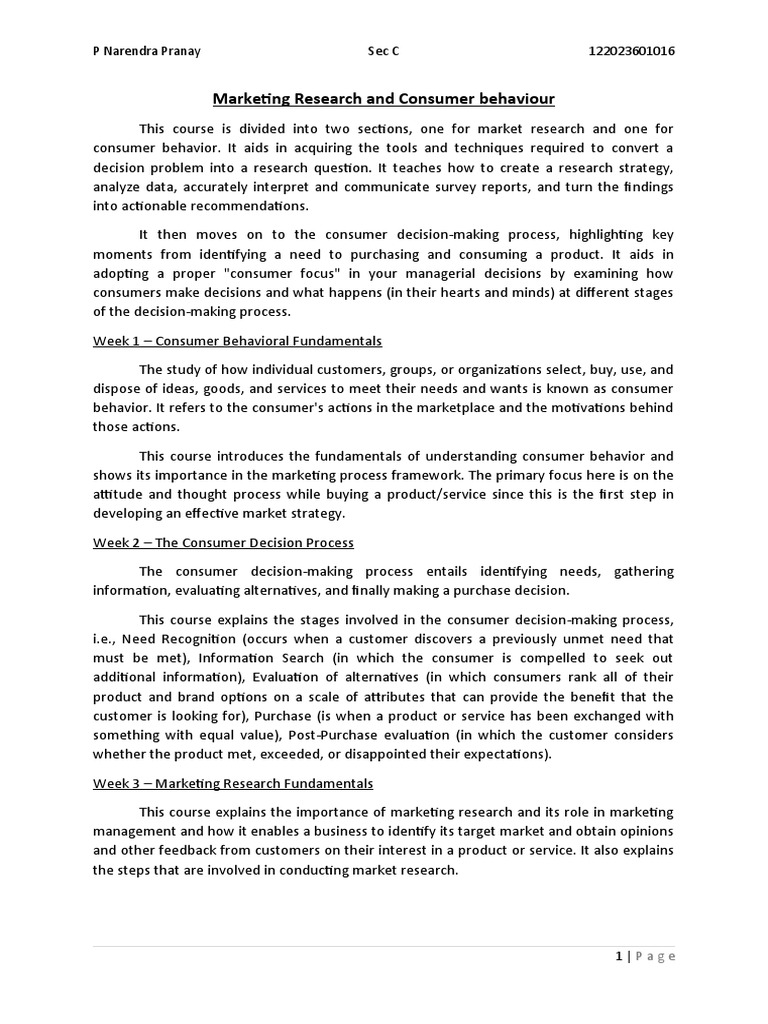 Marketing Research and Consumer Behaviour | PDF | Consumer Behaviour ...