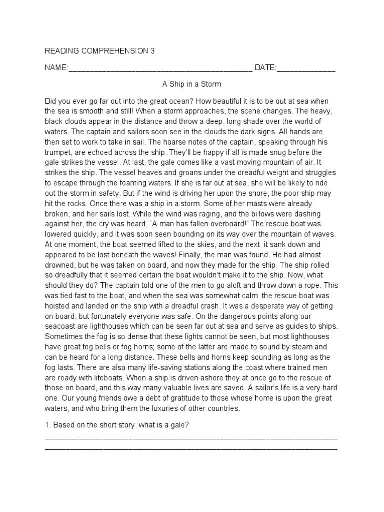 Reading Comprehension 3 of 20 | PDF | Ships | Sea