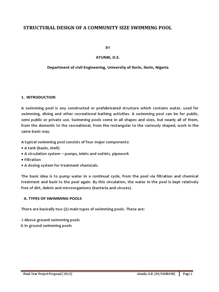 Final Year Project Proposal 5 PDF Free | PDF | Swimming Pool | Swimming ...