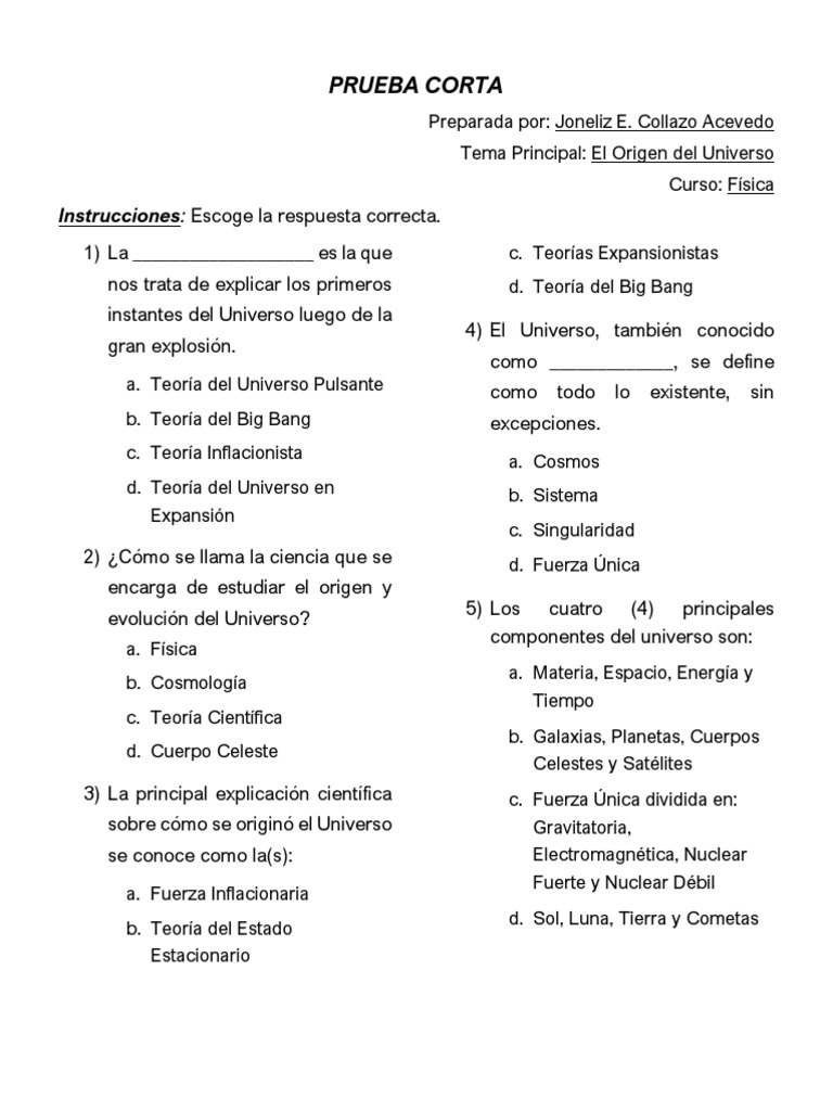 Origen del Universo: Preguntas Clave | PDF | Filosofía | Libros para ...