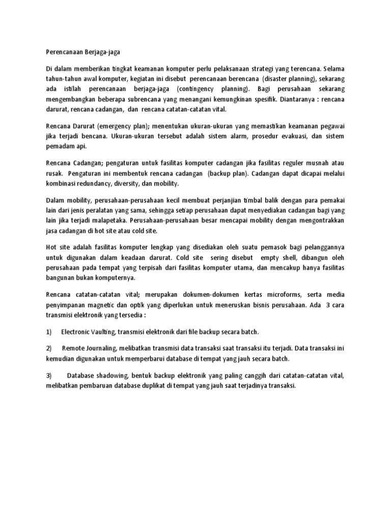 E. Perencanaan Berjaga Jaga | PDF