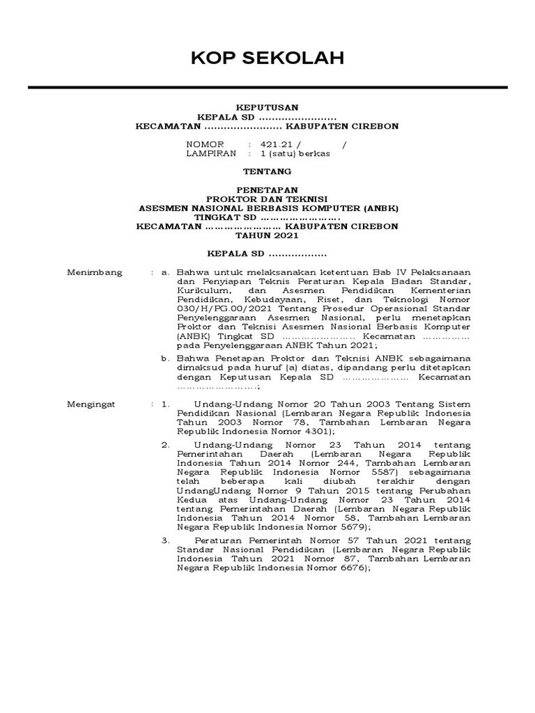 20211001-Sk-Proktor Dan Teknisi ANBK | PDF