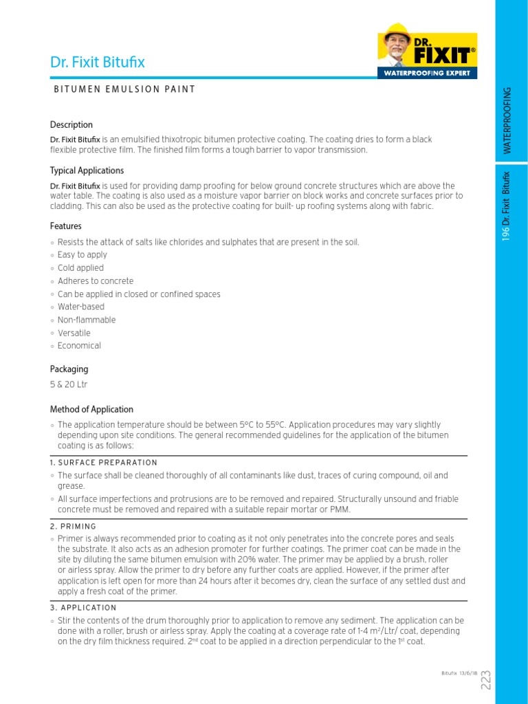 196 DR Fixit Bitufix | PDF | Concrete | Asphalt