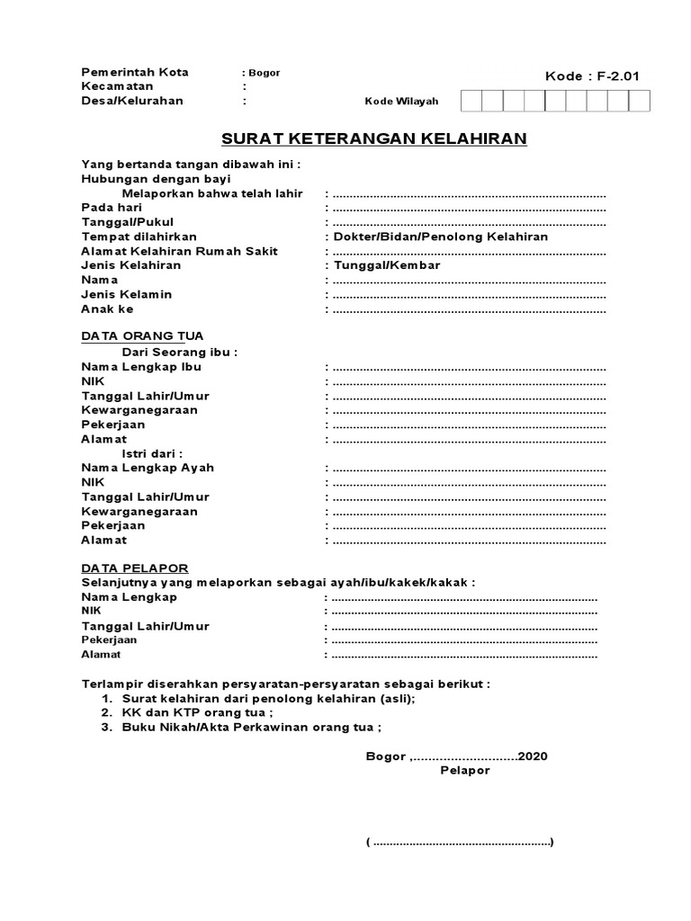 Formulir F 2 01 | PDF