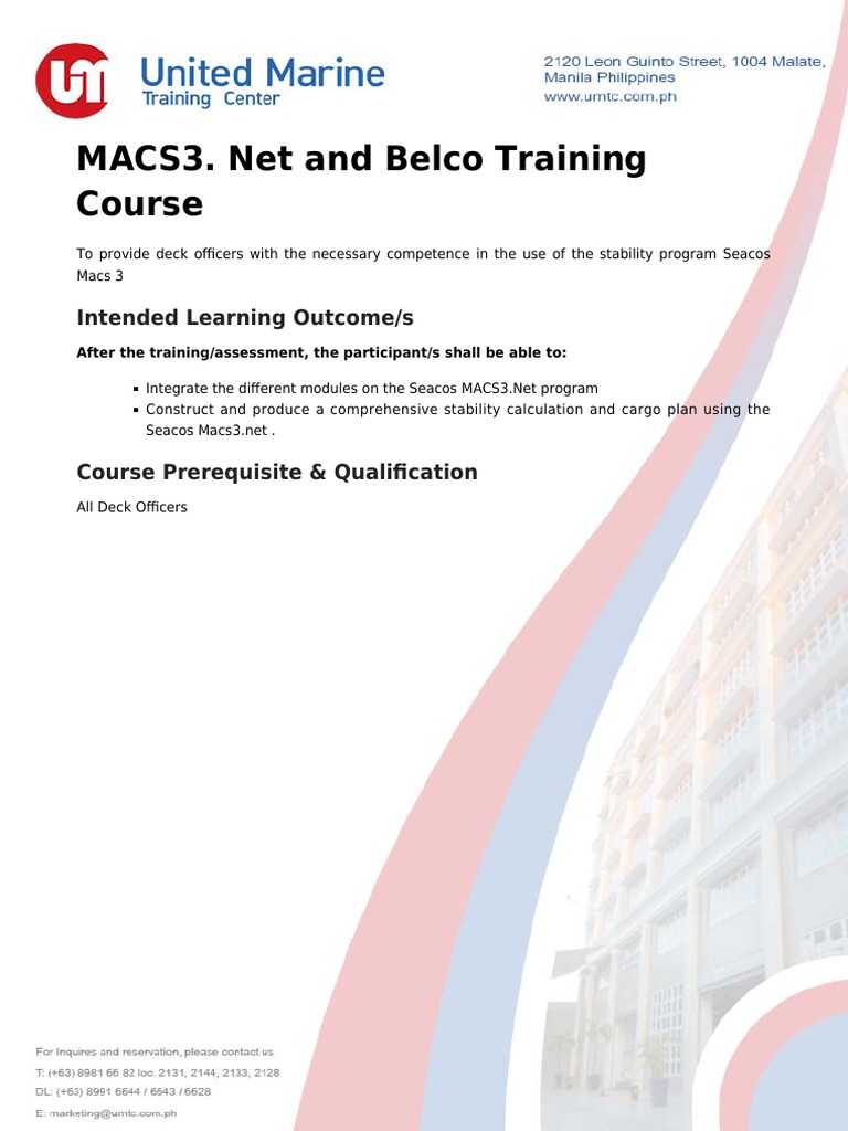 Macs3 Net and Belco Training Course | PDF
