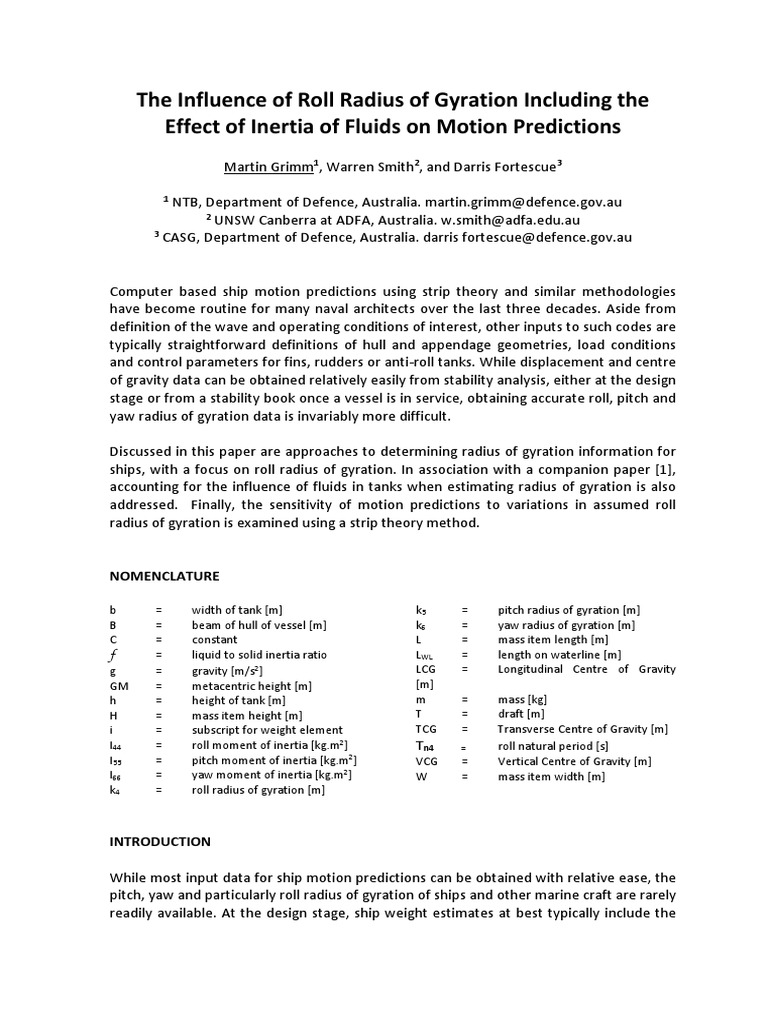 Roll Radius of Gyration in Ships | PDF | Flight Dynamics (Fixed Wing ...