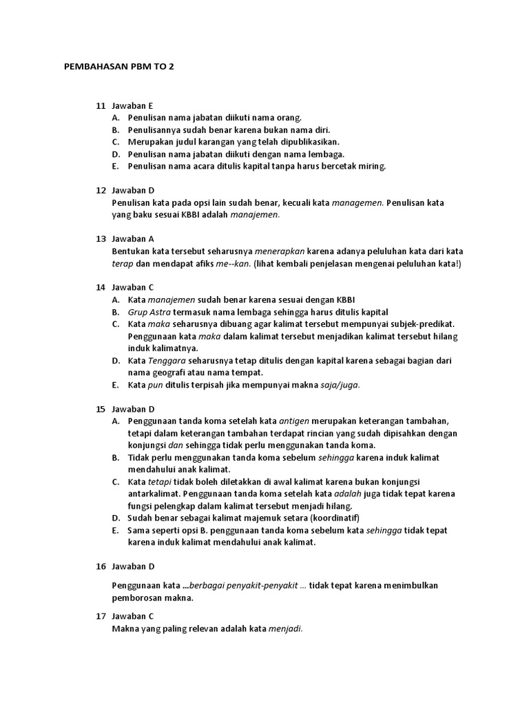 Pembahasan PBM & Ppu To 2 | PDF