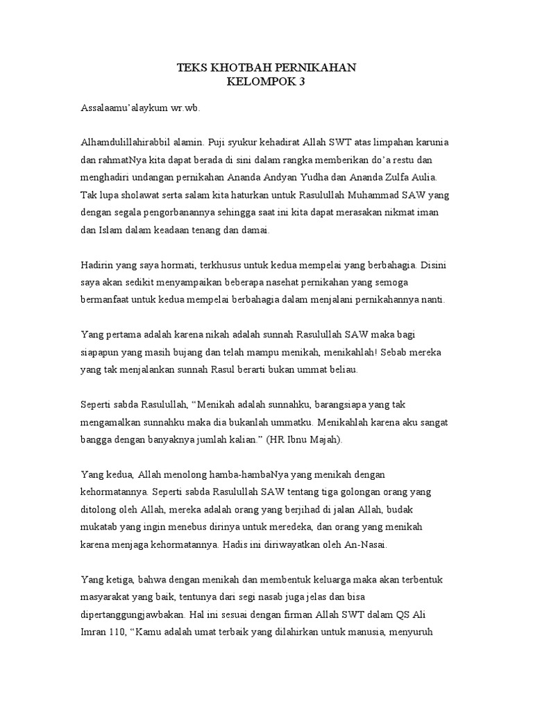 Teks Khotbah Pernikahan | PDF