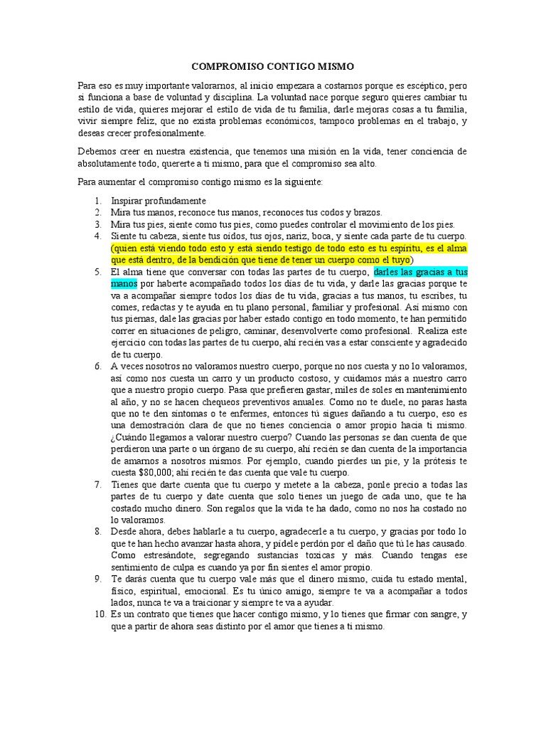 Compromiso Contigo Mismo | PDF | Alma