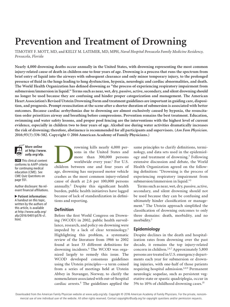 Prevention and Treatment of Drowning | PDF | Cardiopulmonary ...