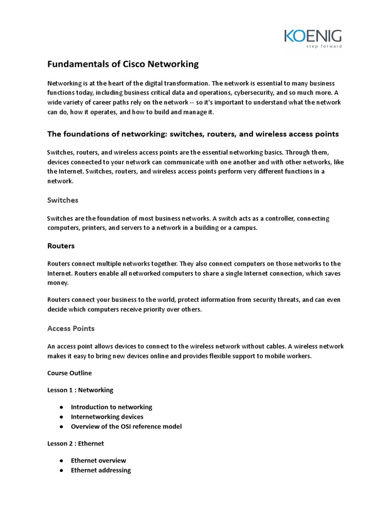 Fundamentals of Cisco Networking | PDF | Computer Network | Network Switch