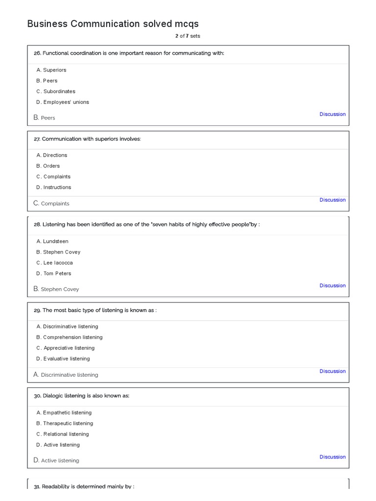 Business Communication Solved Mcq's With PDF Download (Set-2) | PDF ...