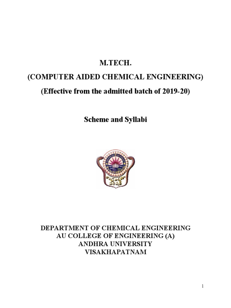 M.Tech. (Computer Aided Chemical Engineering) (Effective From The ...