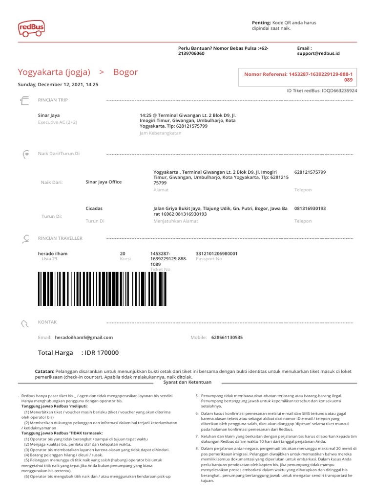 Contoh Tiket Bus | PDF