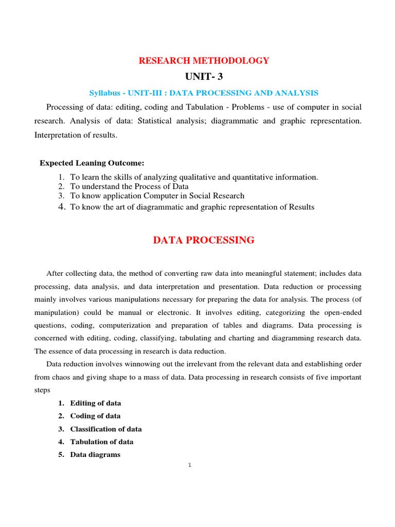 Data Processing and Analysis | PDF | Data Analysis | Statistics