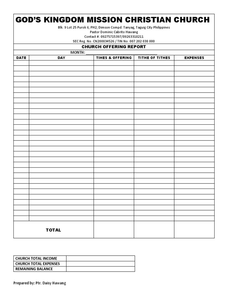 Monthly Offering Report | PDF