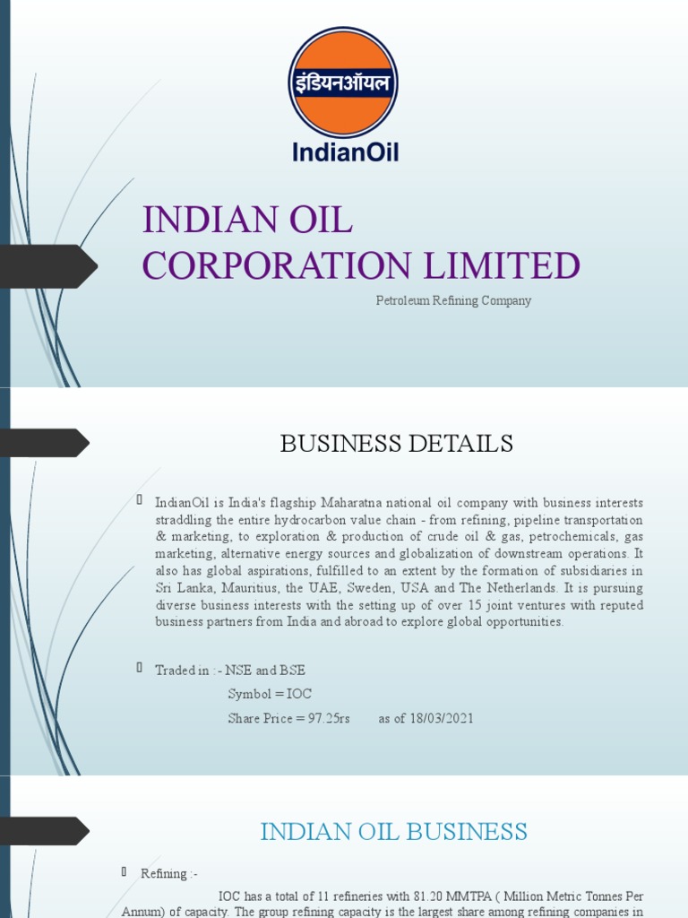 Indian Oil Corporation: Business Overview | PDF | Hydrocarbons | Petroleum