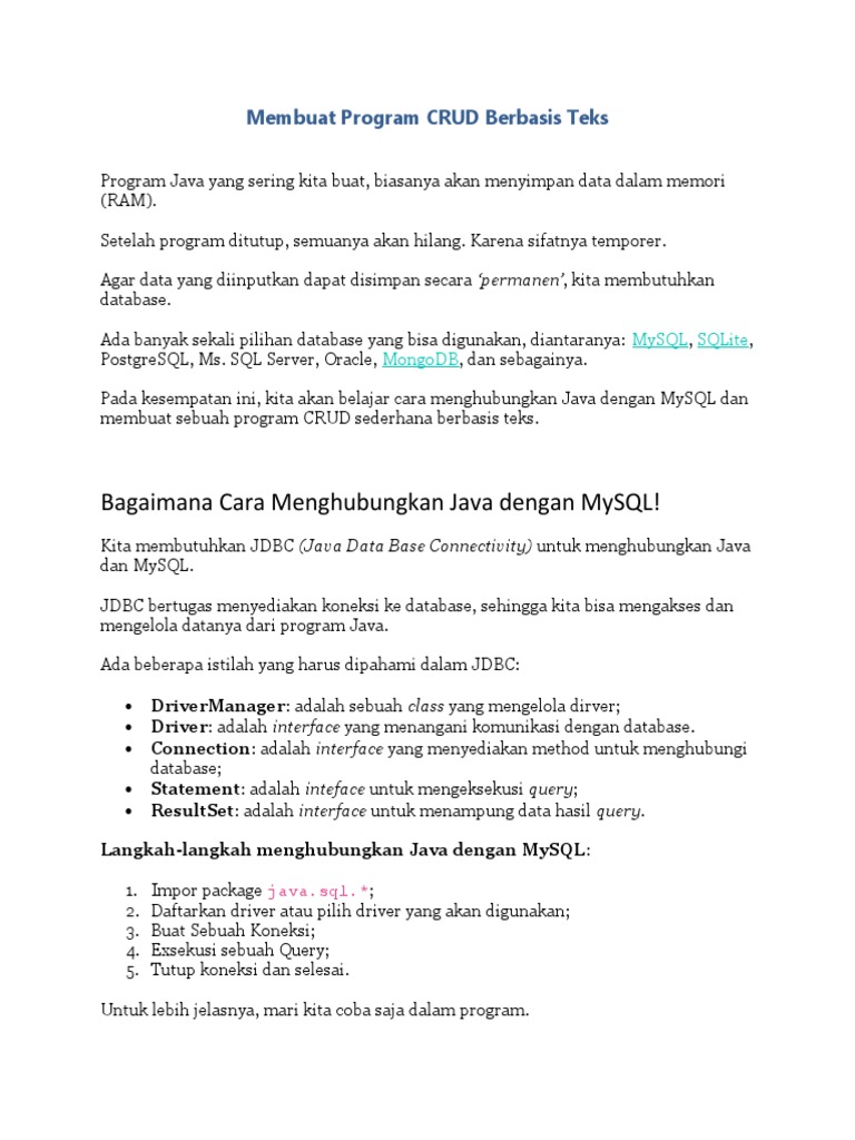 CARA KONEKSI DATABASE MYSQL DENGAN NETBEANS Berbasis Teks | PDF ...