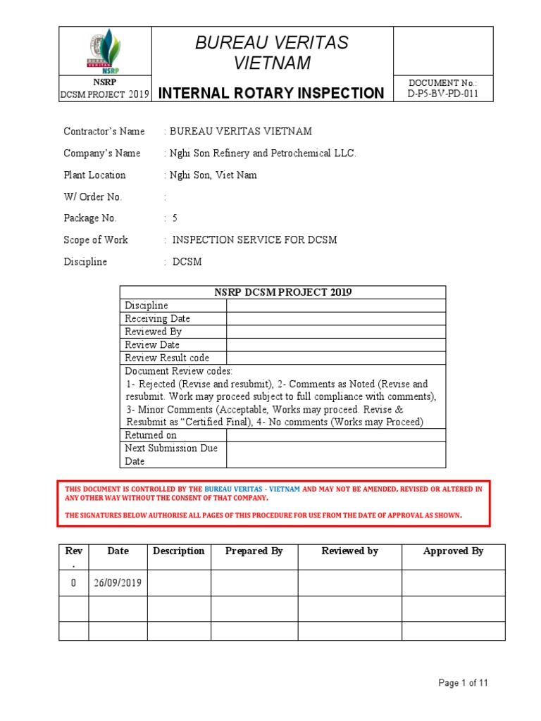 Bureau Veritas Vietnam: Internal Rotary Inspection | PDF | Calibration ...