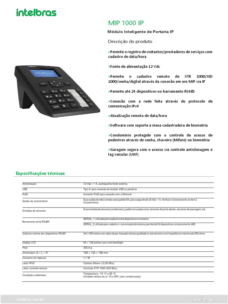 MIP 1000 IP: Módulo Inteligente de Portaria IP com Controle de Acesso ...