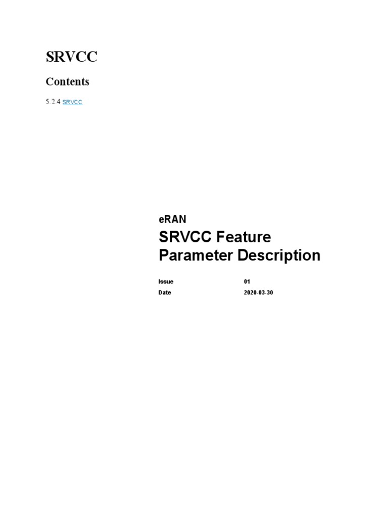 SRVCC Feature Description RAN16 | PDF | Lte (Telecommunication ...