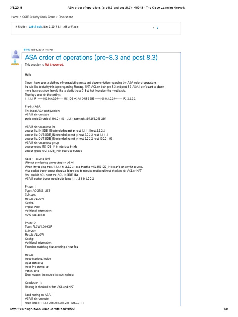 ASA Traffic Flow (Pre-8.3 and Post 8.3) - 46543 - The Cisco Learning ...