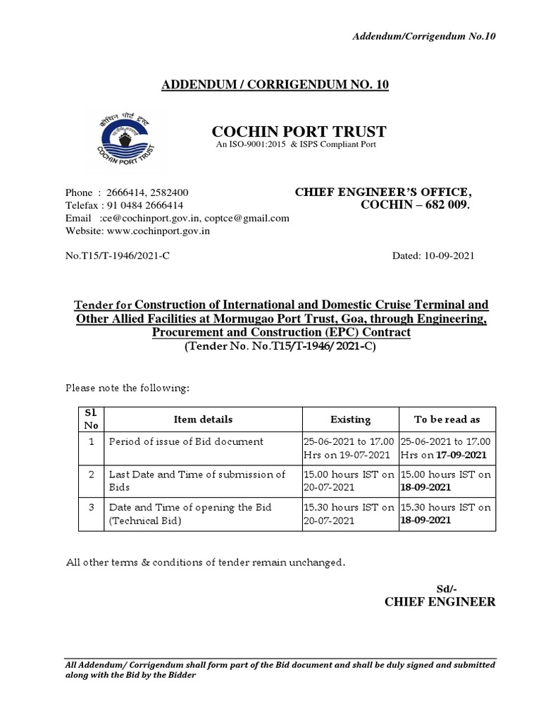 Addendum Corrigendum No.10-Due Date Extn | PDF | Finance & Money Management | Technology ...