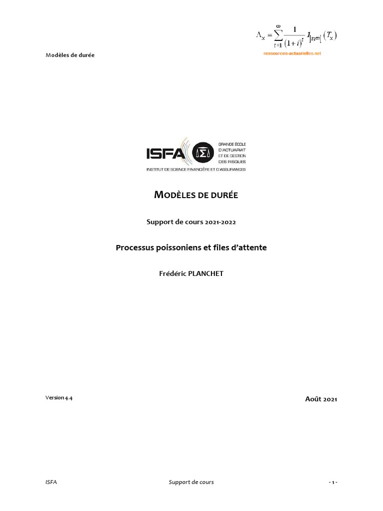 Cours Processus de Poisson | PDF | Chaîne de Markov | Loi de probabilité