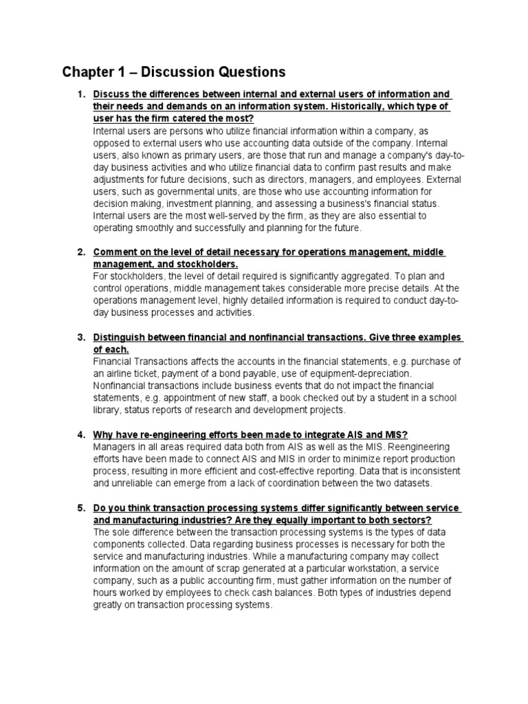 Chapter 1 - Discussion Questions | PDF | Audit | Receipt