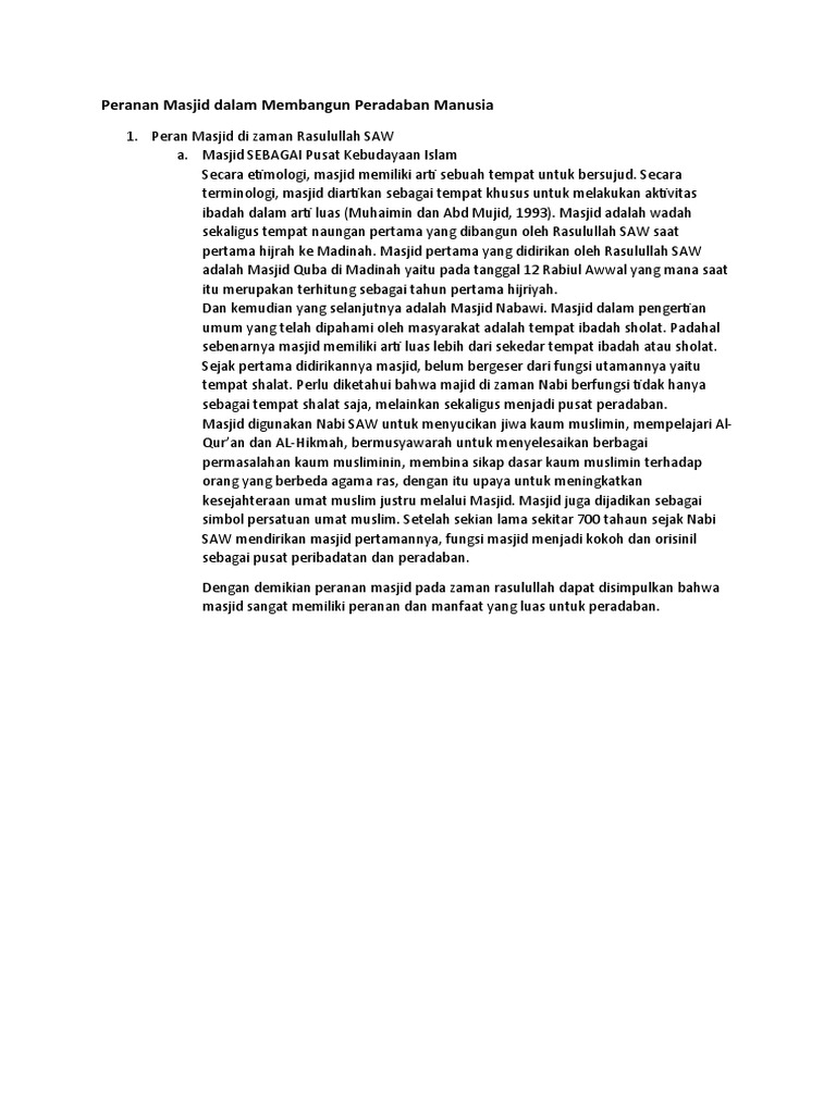 REVISI Peranan Masjid Dalam Membangun Peradaban Manusia | PDF