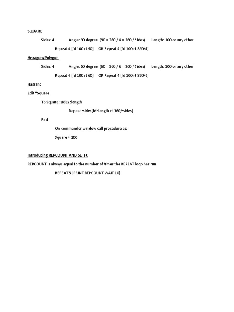 LOGO Commands | PDF | Polytopes | Geometric Objects