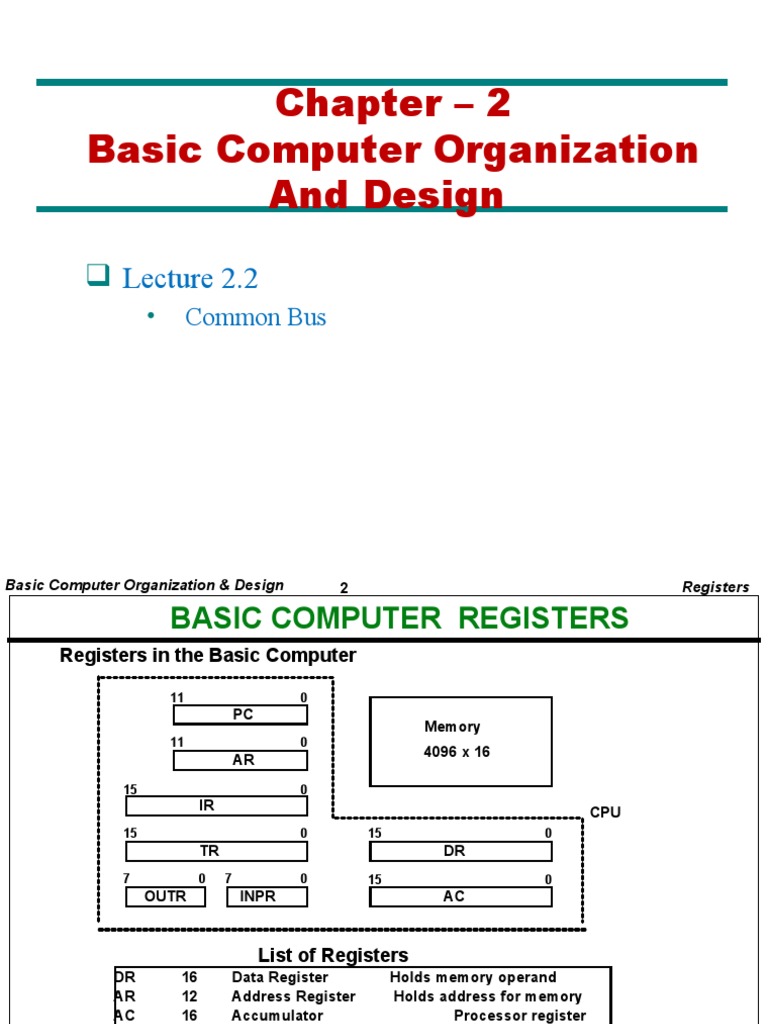 Chapter - 2 Basic Computer Organization and Design: Common Bus | PDF | Input/Output | Central ...