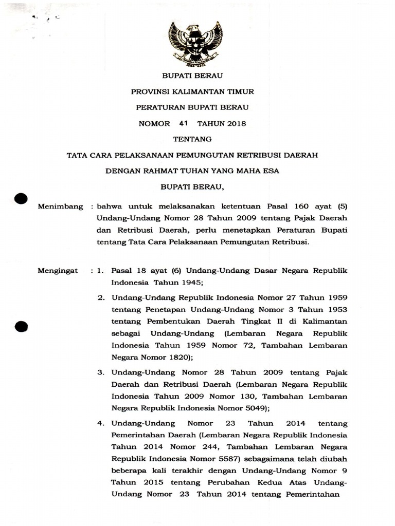 Perbup Nomor 41 Tahun 2018 Tentang Tata Cara Pelaksanaan Pemungutan ... Perbup Nomor 41 Tahun 2018 Tentang Tata Cara Pelaksanaan Pemungutan ...