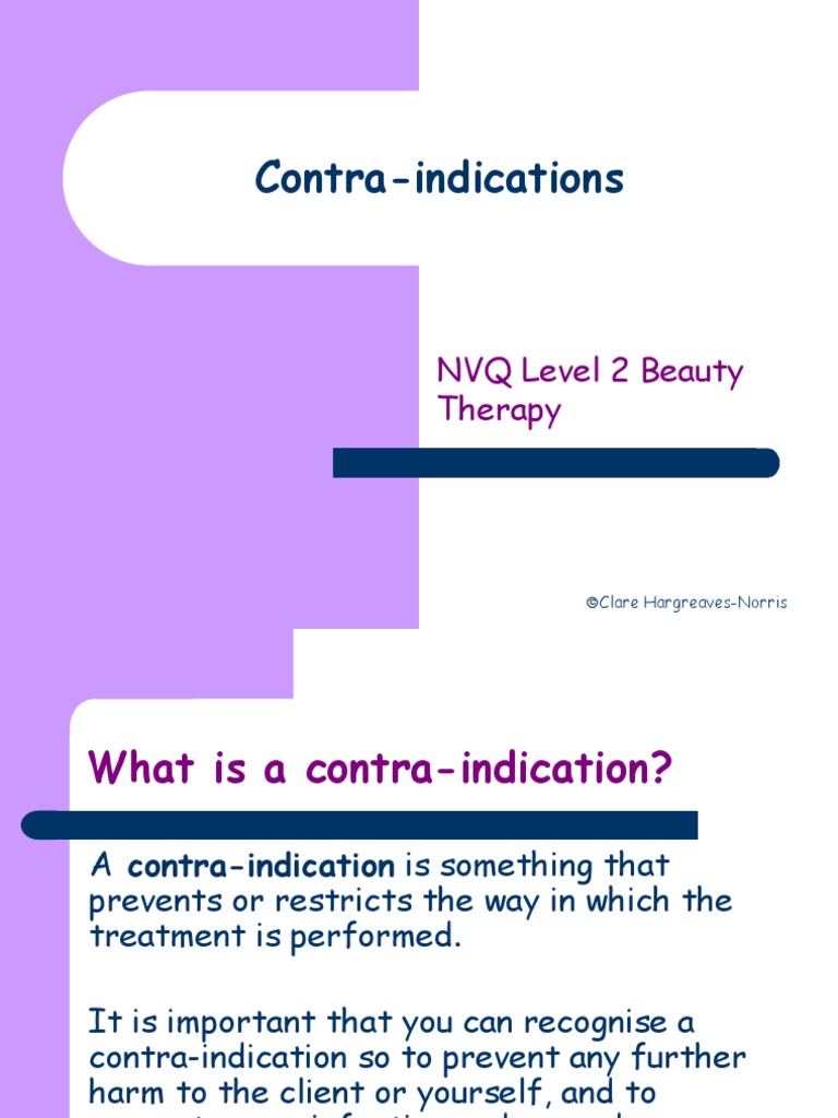 Contra-Indications: NVQ Level 2 Beauty Therapy | PDF | Dermatitis ...