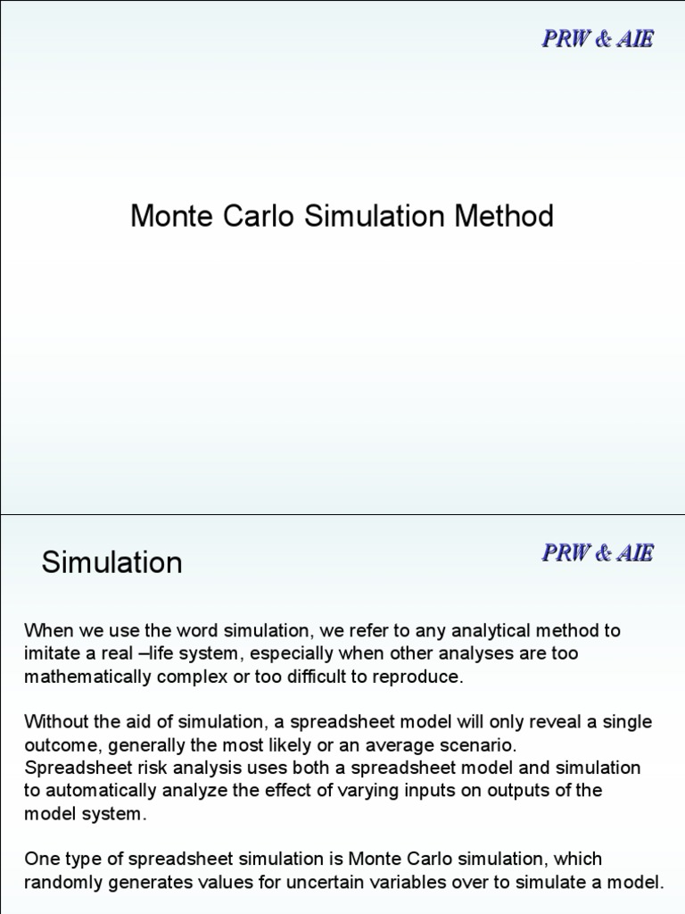 Monte Carlo | PDF | Monte Carlo Method | Probability Distribution