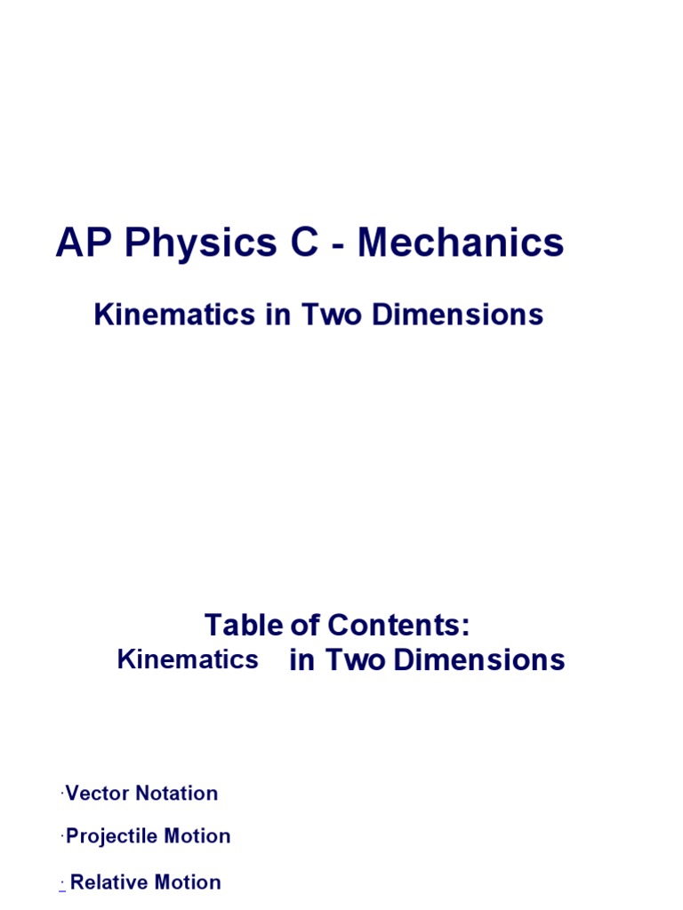 AP Physics C: 2D Kinematics Guide | PDF | Kinematics | Velocity