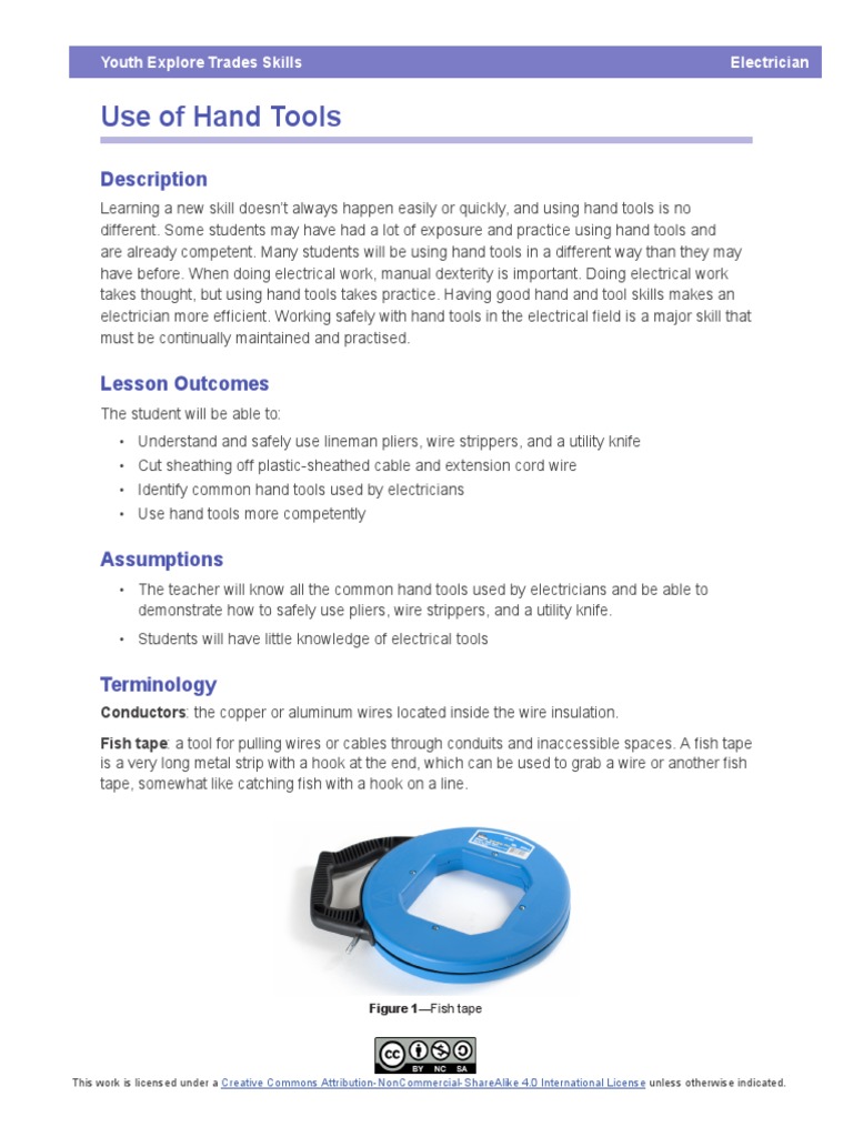 Use of Hand Tools: Description | PDF | Electrical Wiring | Electrician